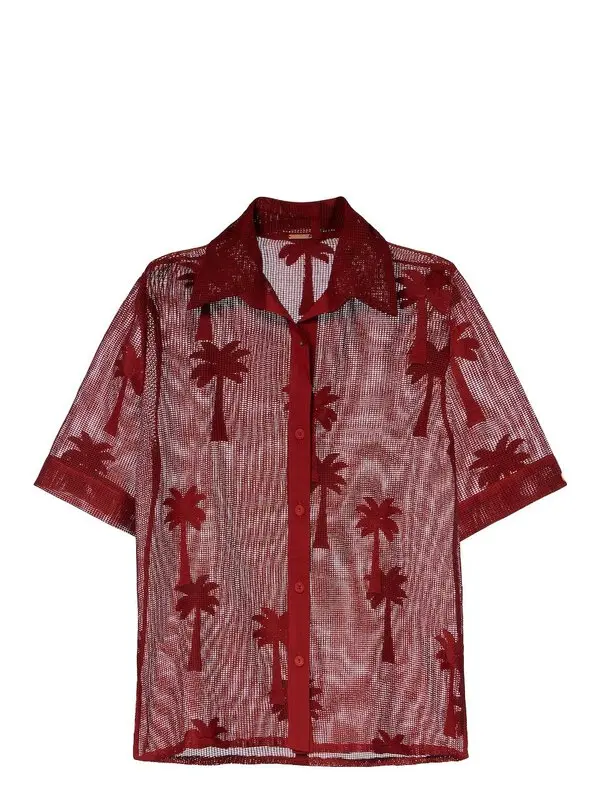 Johanna Ortiz Embroidered Cotton-blend Mesh Shirt - Red