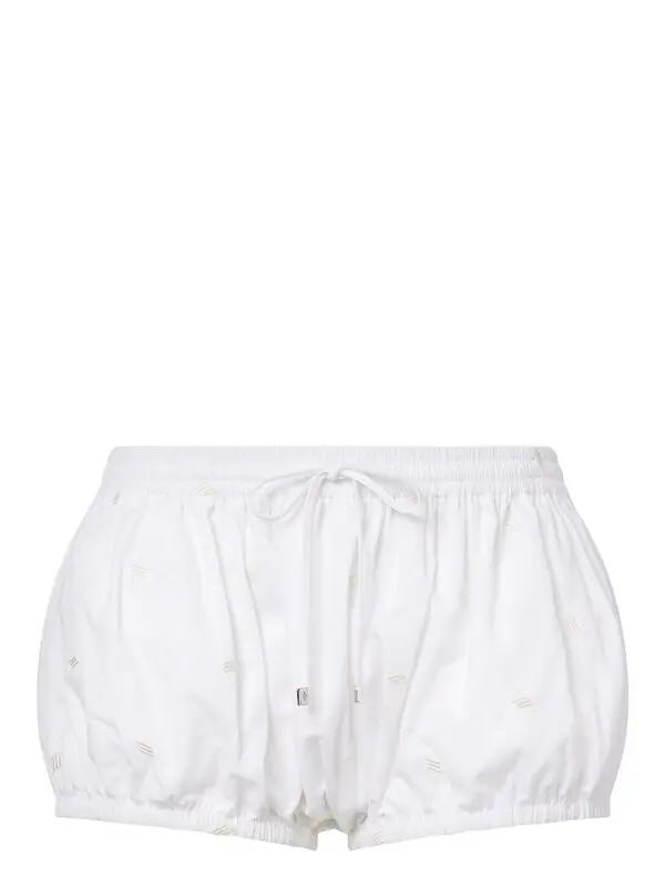 Attico Embroidered Cotton Shorts - White