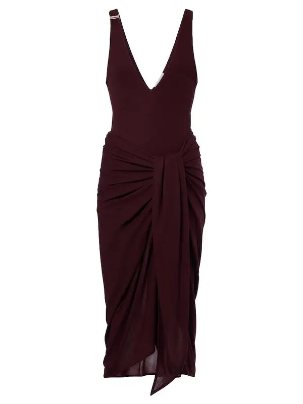 Attico Draped Midi Dress - Burgundy