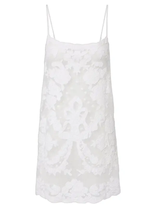 JULIET DUNN Embroidered Cotton Mini Dress - White