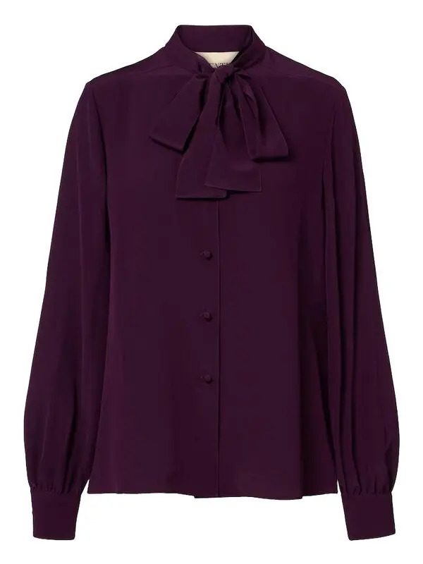 Valentino Garavani Tie-neck Silk Crêpe De Chine Blouse - Purple