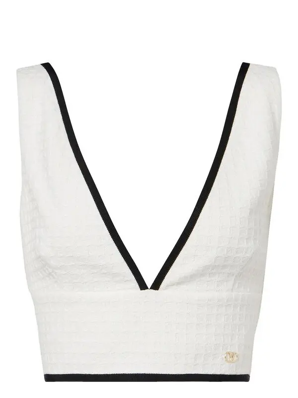 Valentino Garavani Cotton Tweed Crop Top - White