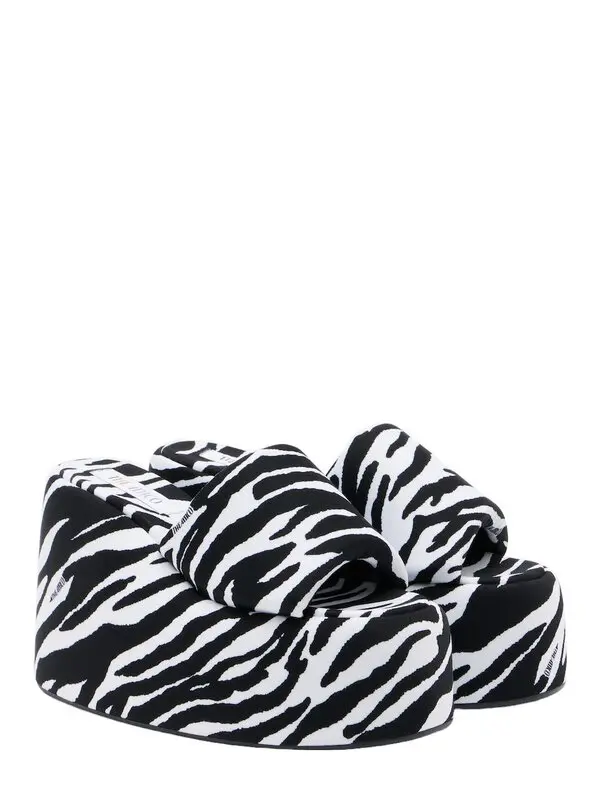 Attico Zebra-print Platform Slides - Black