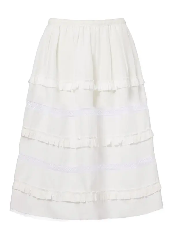 Prada Linen Midi Skirt - White