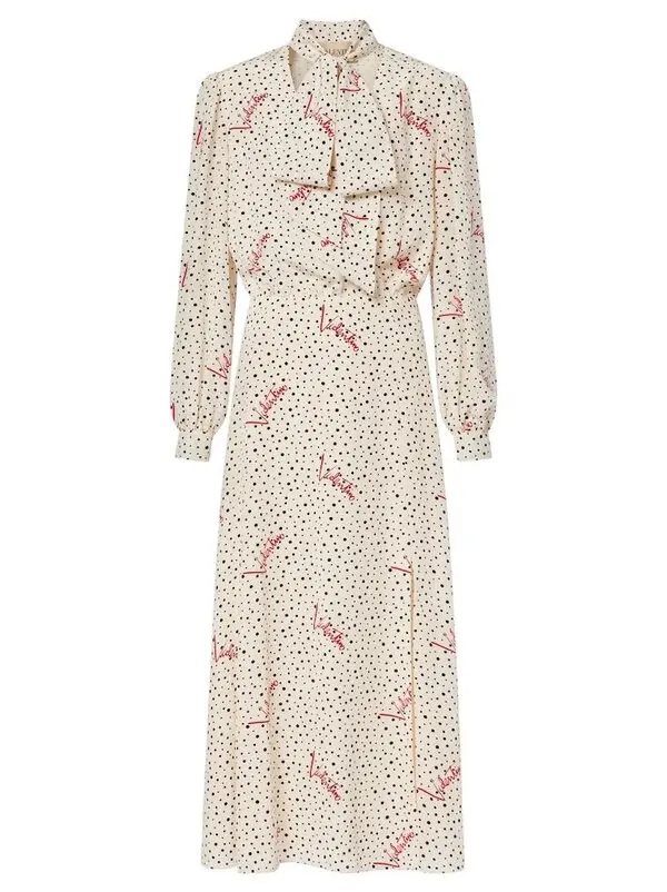 Valentino Garavani Polka-dot Silk Crêpe De Chine Midi Dress - White