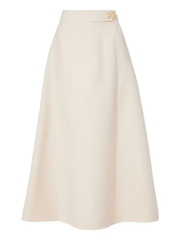 Valentino Garavani Vgold Crepe Couture Midi Skirt - White
