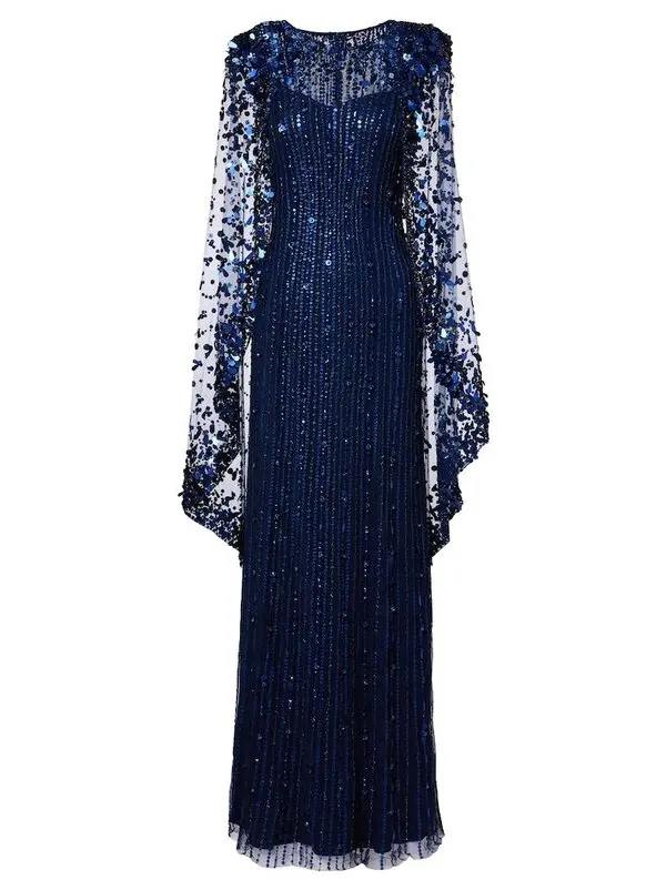 Jenny Packham Embellished Gown - Blue