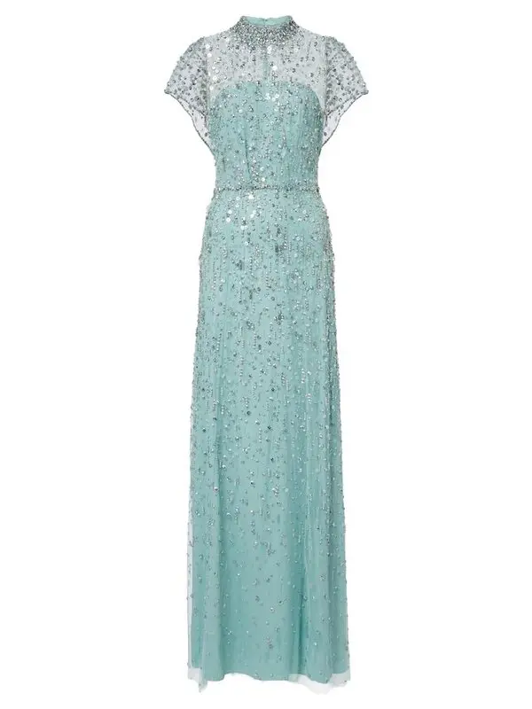 Jenny Packham Embellished Gown - Blue