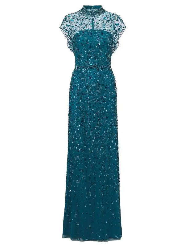 Jenny Packham Embellished Gown - Blue