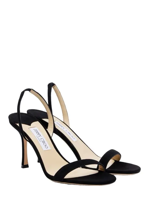 JIMMY CHOO Suede Slingback Sandals - Black
