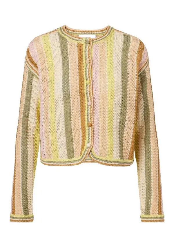 Zimmermann Indra Striped Crochet Cotton Cardigan - Multicoloured