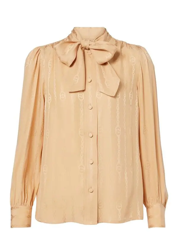 Gucci Interlocking G Silk Jacquard Shirt - Beige