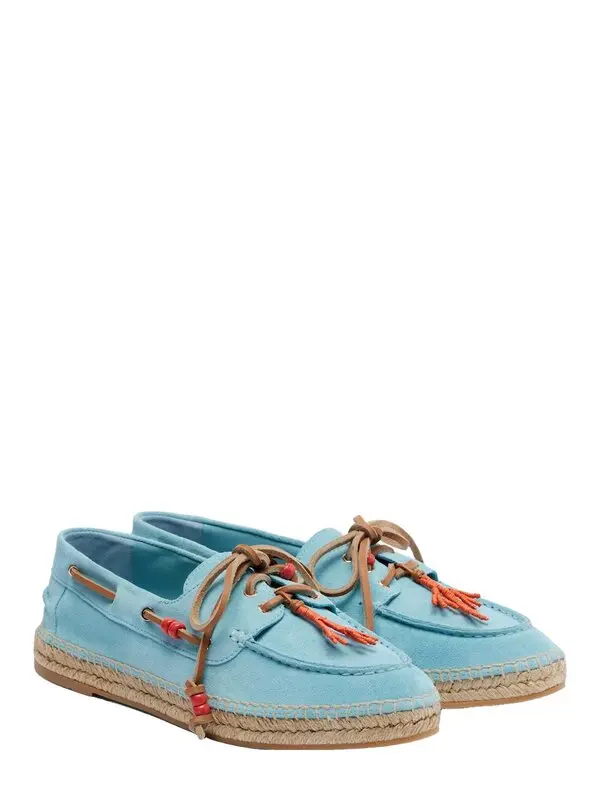 AQUAZZURA Seafarer Beaded Suede Espadrilles - Blue
