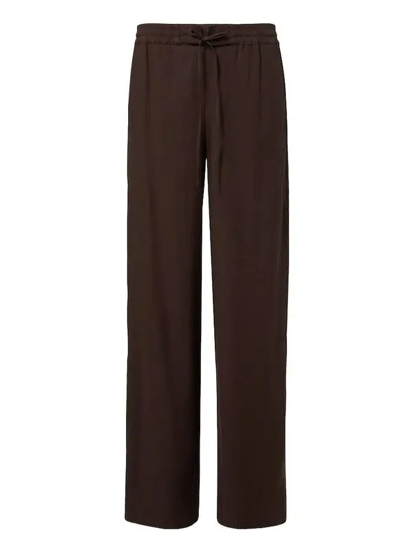 Vince Linen And Rayon-blend Wide-leg Pants - Brown