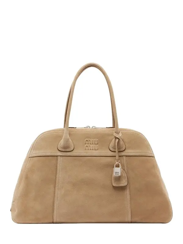 Miu Miu Suede Bowling Bag - Beige