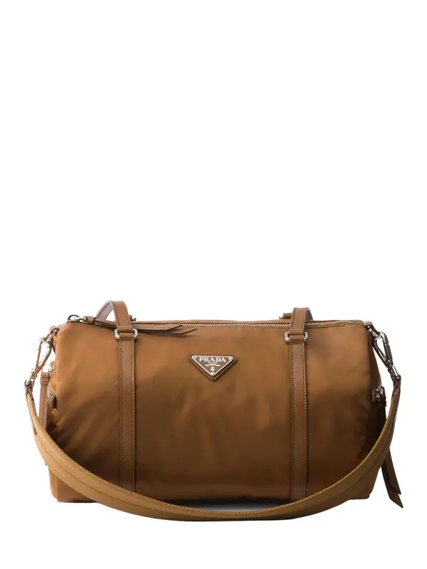 Prada Re-nylon And Saffiano Leather Duffel Bag - Brown