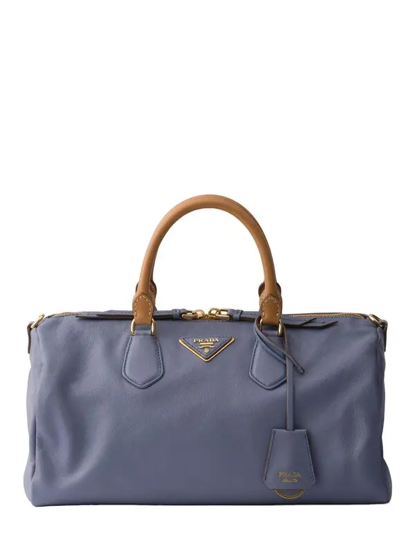 Prada Large Leather Top-handle Bag - Blue