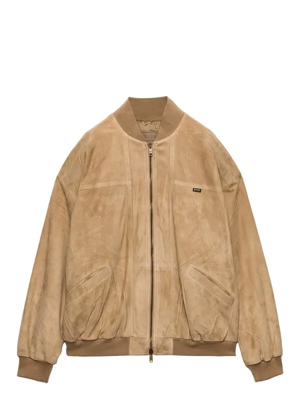 Prada Suede Zip-up Jacket - Neutral
