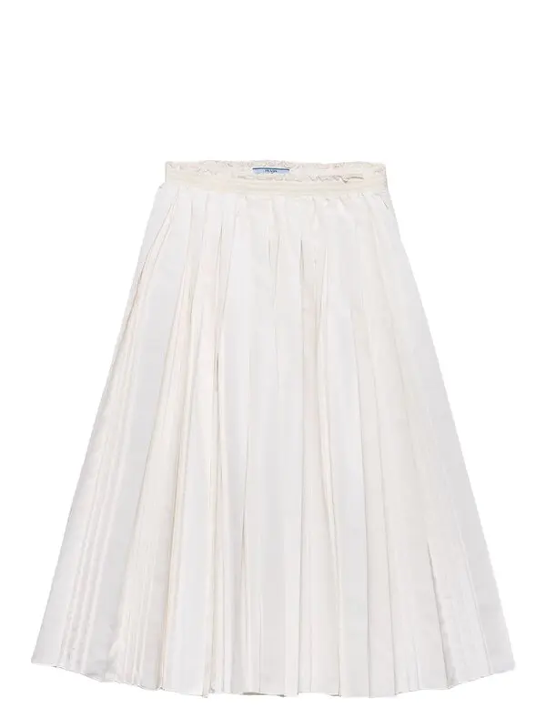 Prada Pleated Silk Faille Skirt - White
