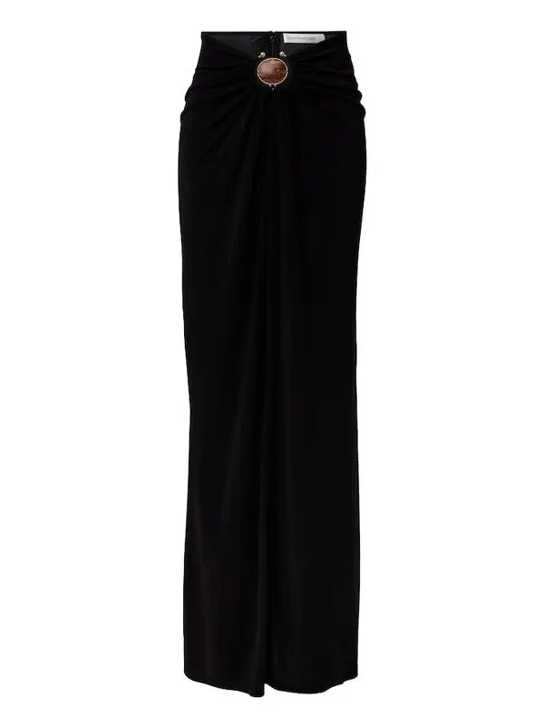 Christopher Esber Embellished Gathered Jersey Maxi Skirt - Black