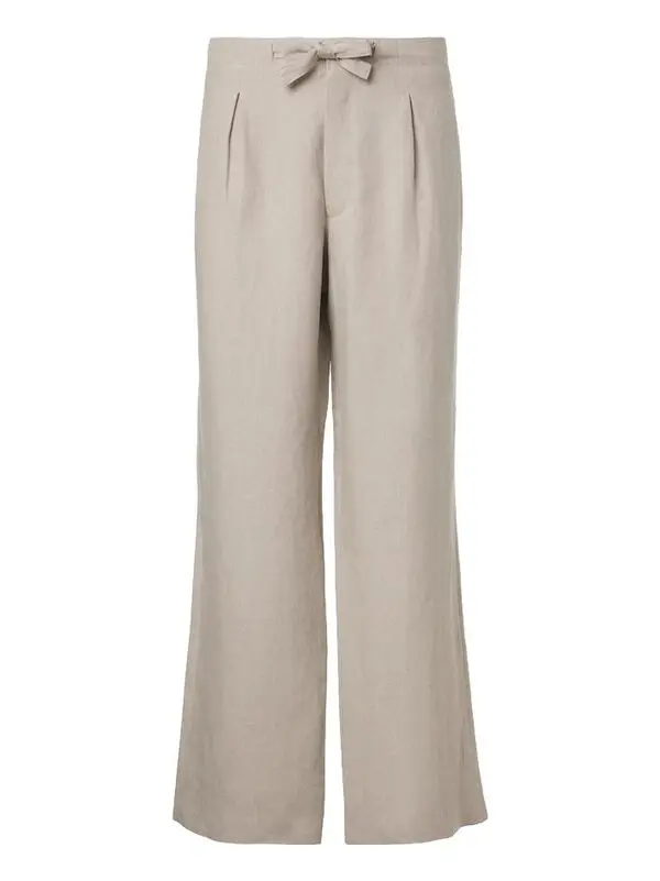STOFFA Linen Straight-leg Pants - Brown