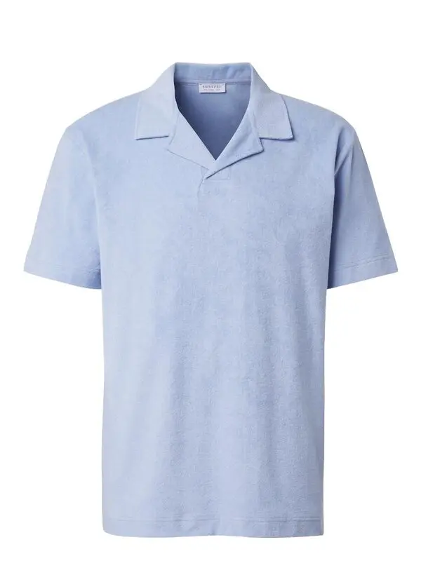 Sunspel Cotton Terry Polo Shirt - Blue