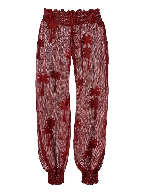 Johanna Ortiz Embroidered Cotton-blend Mesh Balloon Pants - Red