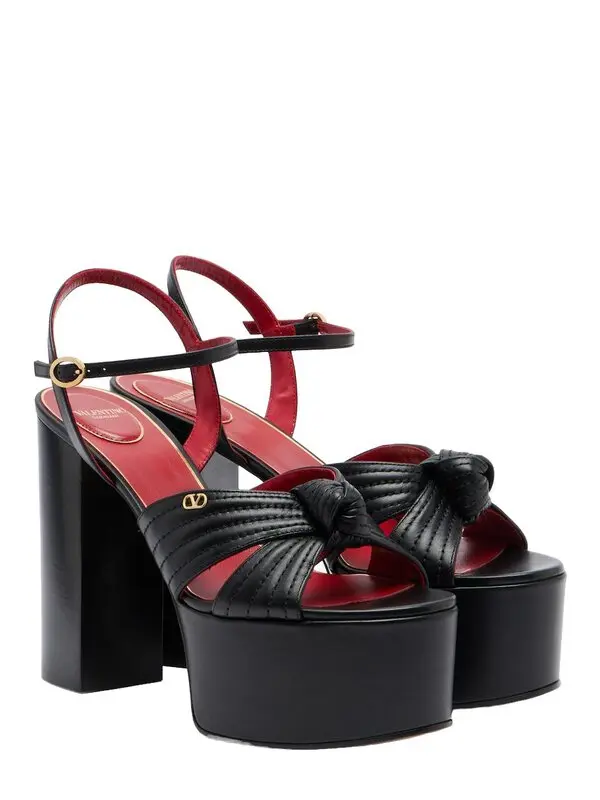 Valentino Garavani Leather Platform Sandals - Black