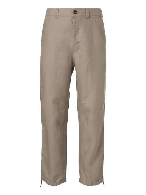 Brunello Cucinelli Linen Straight Leg Trousers - Beige