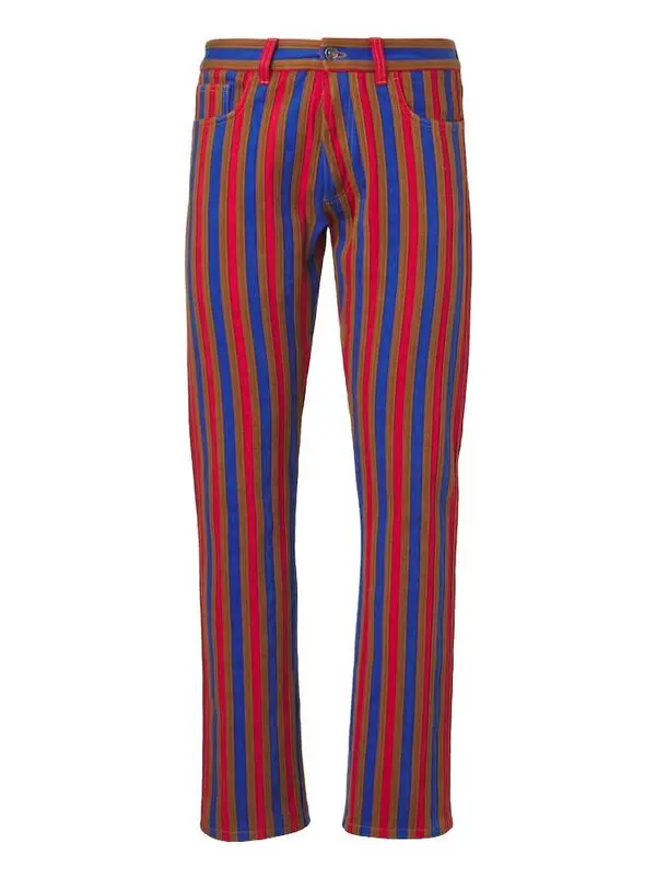 Versace Striped Straight Leg Jeans - Multicoloured