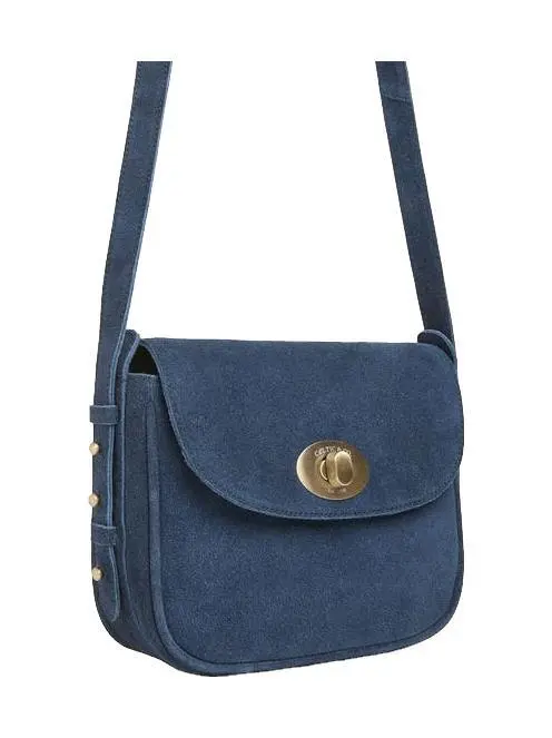 CELTIC & CO. Twist Lock Mini Suede Cross Body Bag - Navy