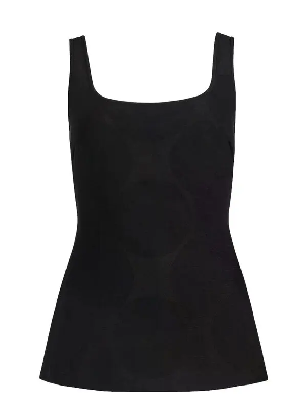 HIGH SPORT Polka Dot Square Neck Top - Black