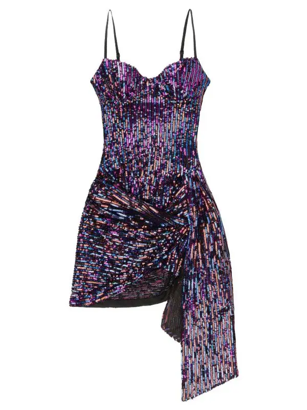 AREA Embellished Mini Dress - Black