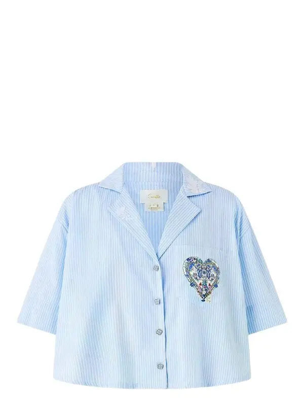 Camilla Ottoman Opulence Short-sleeved Shirt - Blue