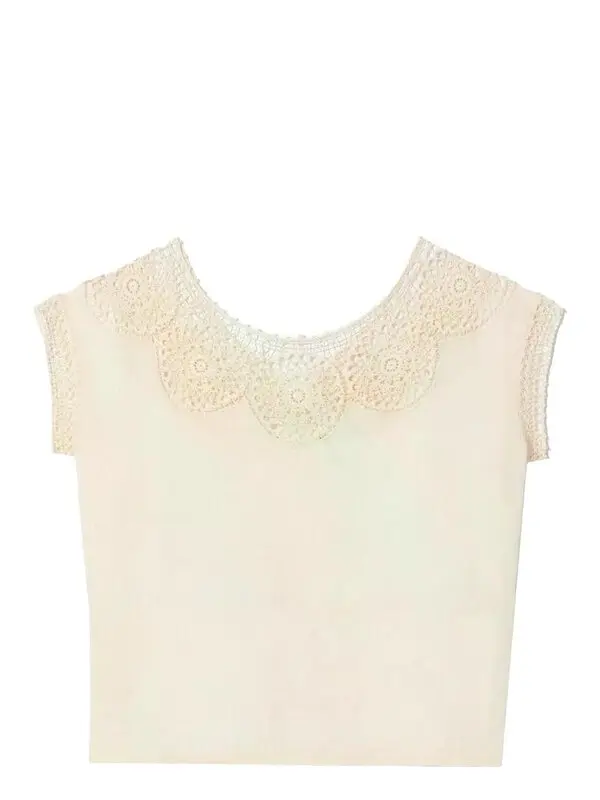 NILI LOTAN Crochet-trim Top - Neutrals