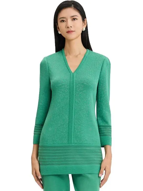 Ming Wang Classic Burnout Medallion Soft Knit Tunic - Kelly Green