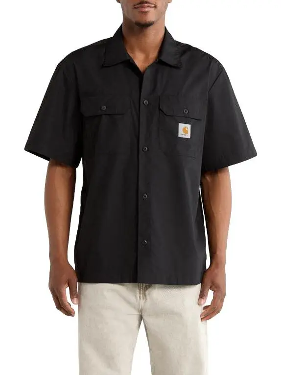Carhartt Work In Progress Craft Short Sleeve Poplin Button-up Work Shirt - Black