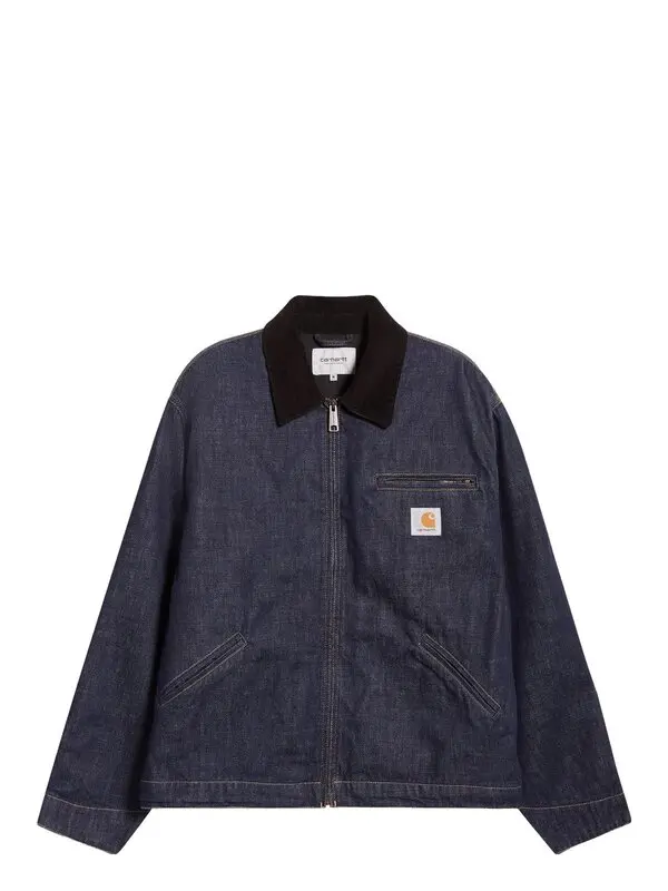 Carhartt Work In Progress Denim Jacket With Corduroy Collar - Blue/black (rinsed)