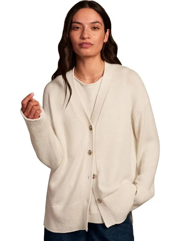 CELTIC & CO. Drop Shoulder Slouch Cardigan - Ecru