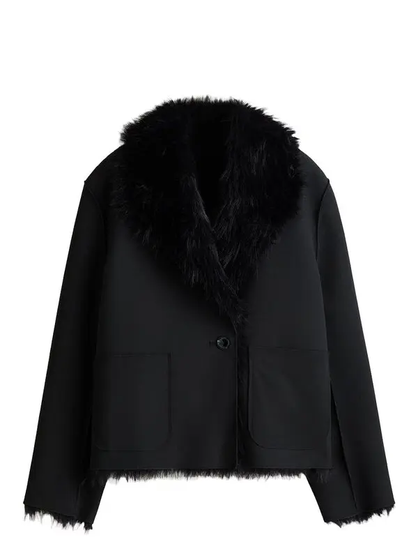 H&m Double-faced Jacket With Shawl Collar - Black