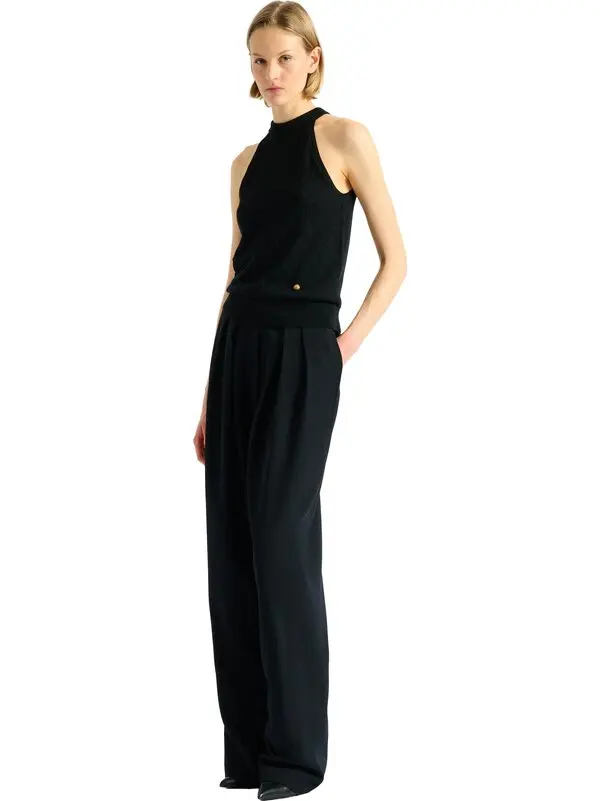 Balmain Sleeveless Knit High Neck Top With Quilted Effect - Black