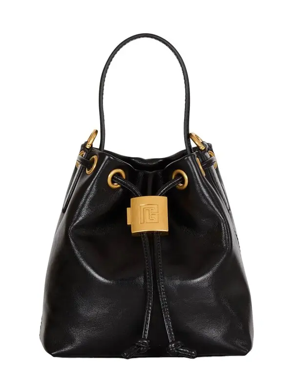 Balmain Pulse Bucket Bag In Smooth Leather - Black