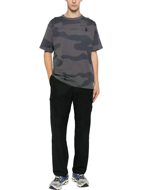 Stone Island Camouflage-print Logo-print T-shirt - Grey