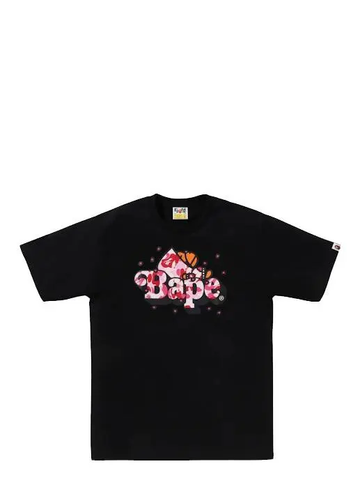 A BATHING APE Abc Sakura Camo Milo On Tee Shirt - Black