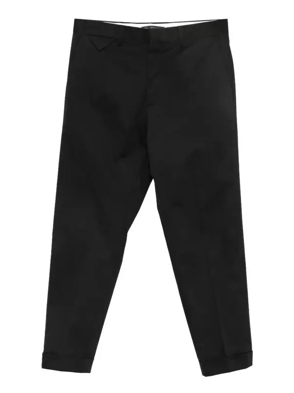 LOW BRAND Cooper T1.7 Pressed-crease Turn-up Trousers - Black
