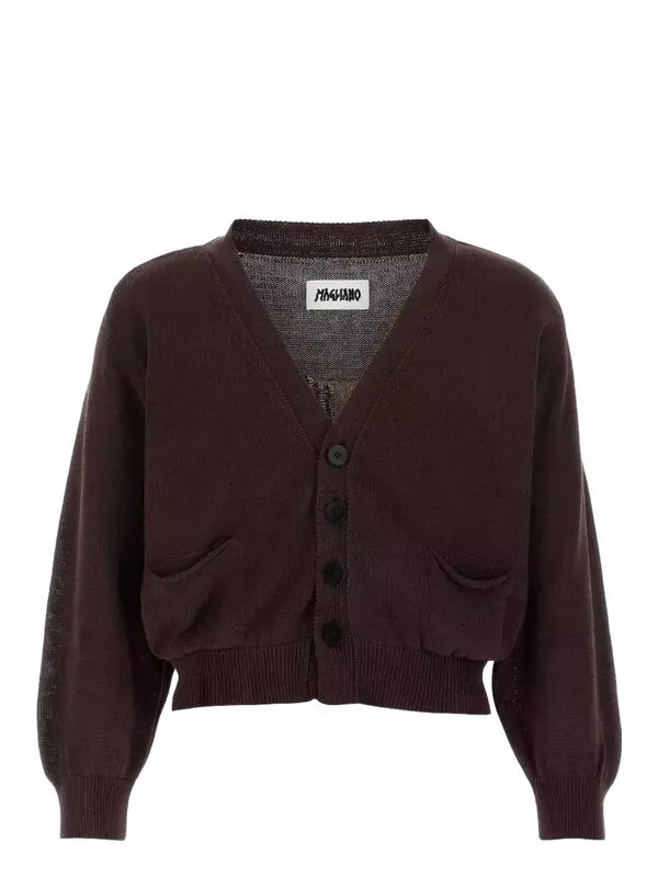 MAGLIANO Logo Intarsia Cotton Cardigan - Brown