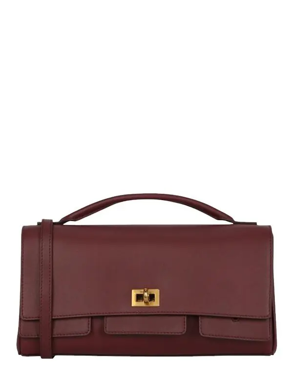 Balenciaga Bel Air Small Leather Clutch Bag - Dark Burgundy