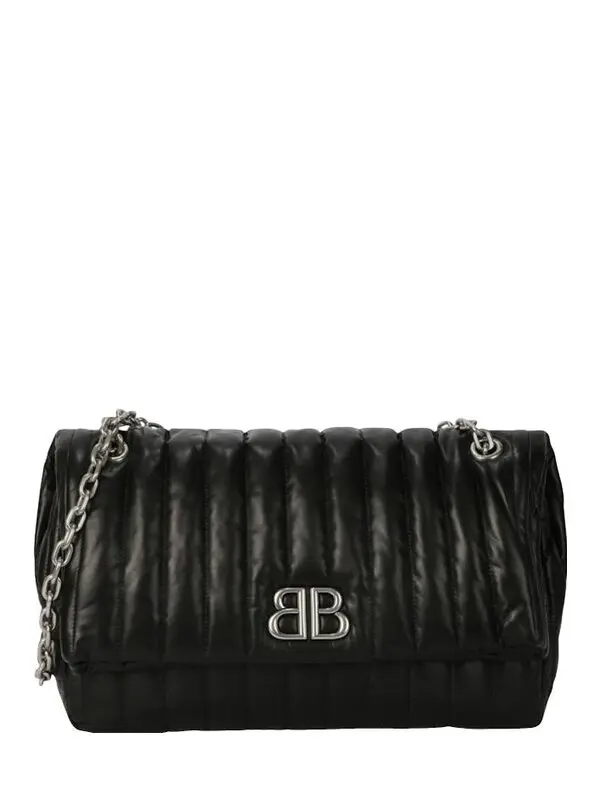Balenciaga Monaco Medium Quilted Chain Bag - Black
