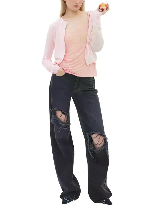 AREA Crystal Embellished Spaghetti Strap Top - Pink