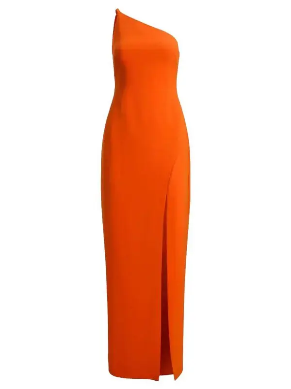 Ralph Lauren One-shoulder Slit Maxi Gown - Orange